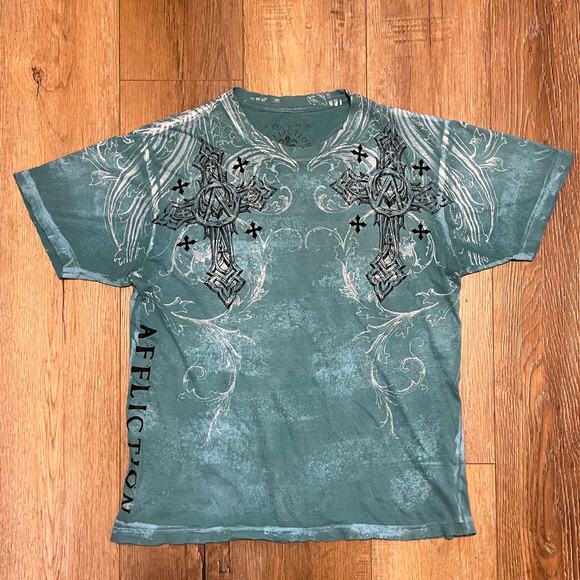 Affliction | Shirts | Vintage Affliction Live Fast Cross Shirt Mens Med ...